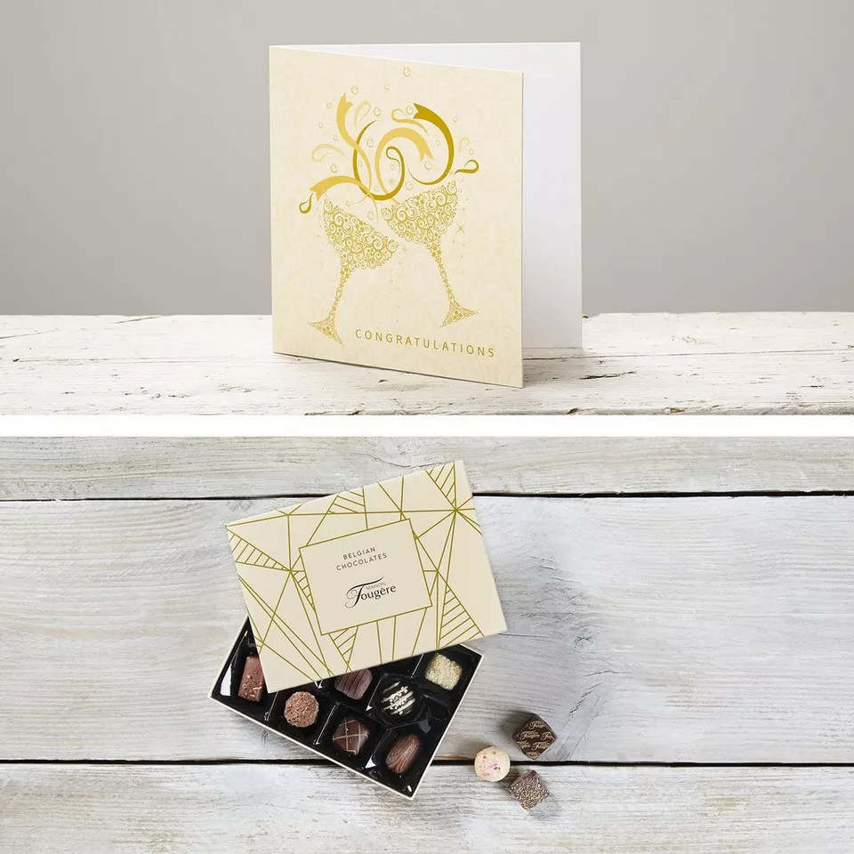 Congratulations gift set with chocolates and card