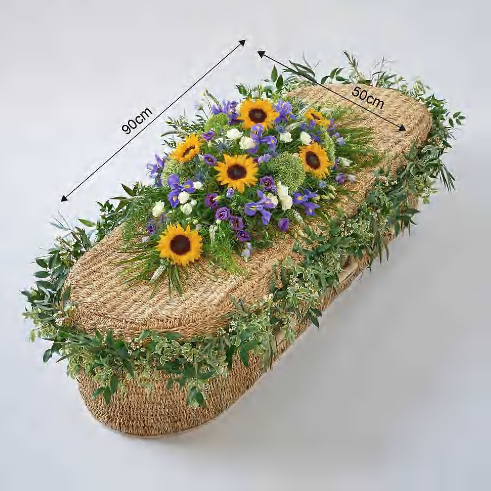Sunflower Mix Casket Spray with Garland