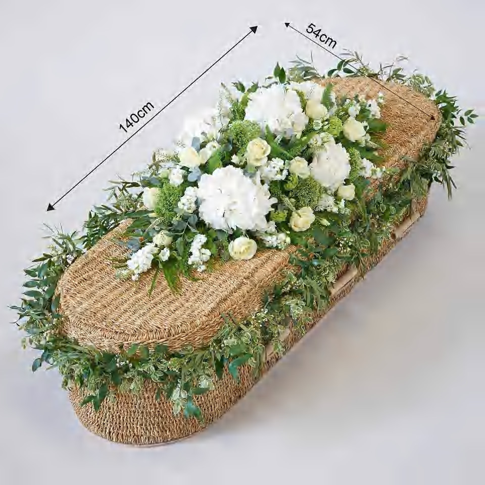 Large White Casket Spray with Garland